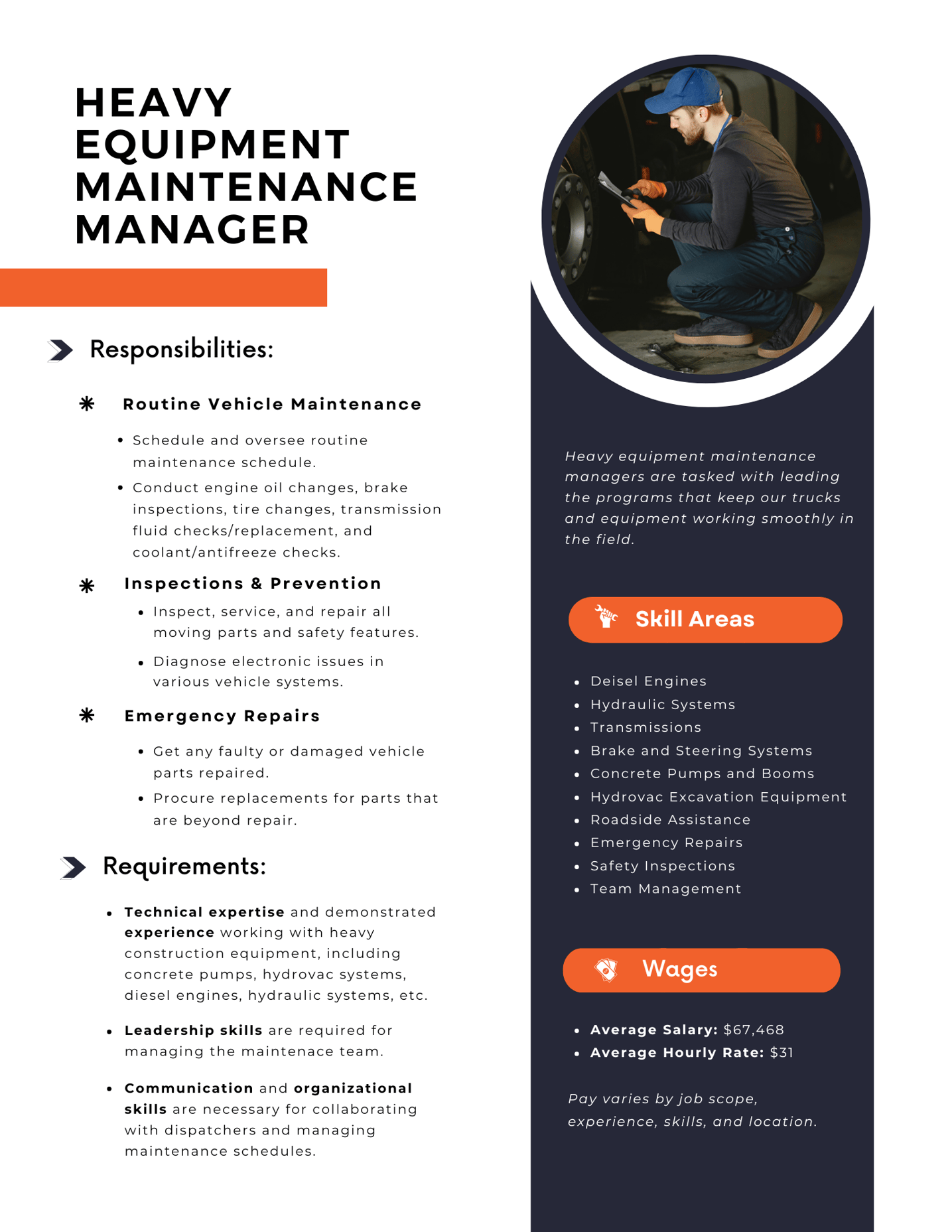 Heavy Equipment Maintenance Manager: Job Description, Salary, and more